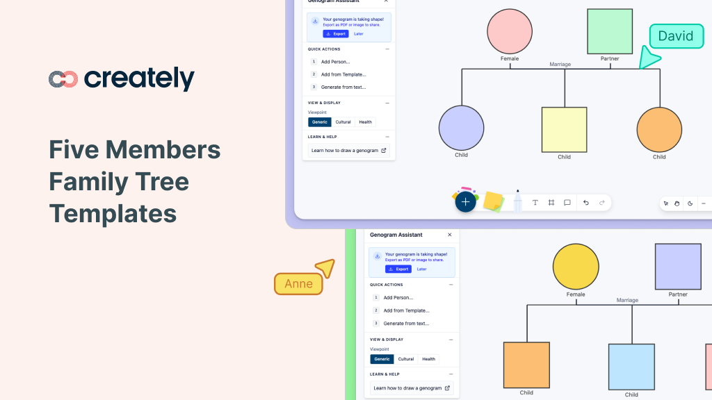 Five Members Family Tree Templates (Free & Editable Examples) | Creately
